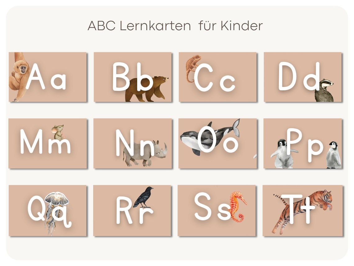 ABC Learning Cards Alphabet Learning Cards Elementary - Etsy