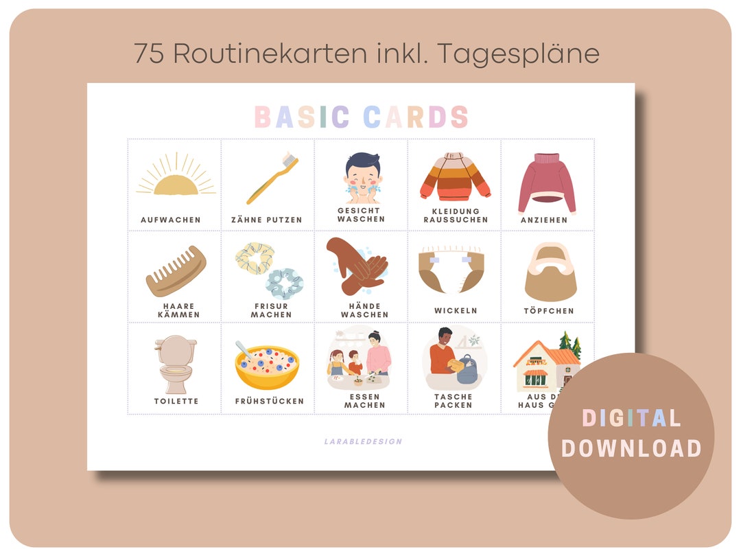 Routine Cards Children Daily Schedule Daily Routine Starter Set 75 Maps ...