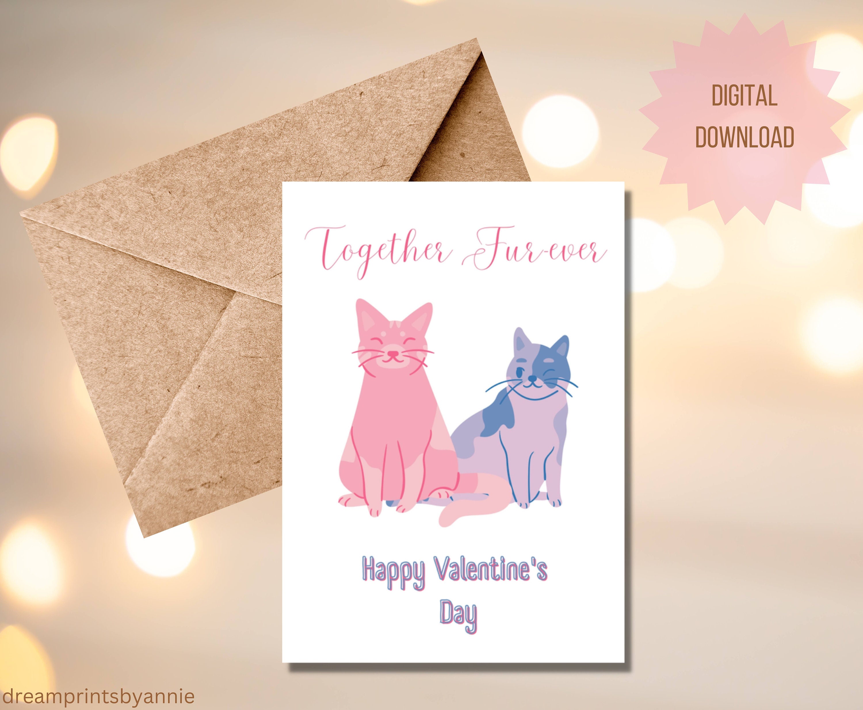 Printable Together Fur-ever Digital Greeting Card 5x7, Show ...