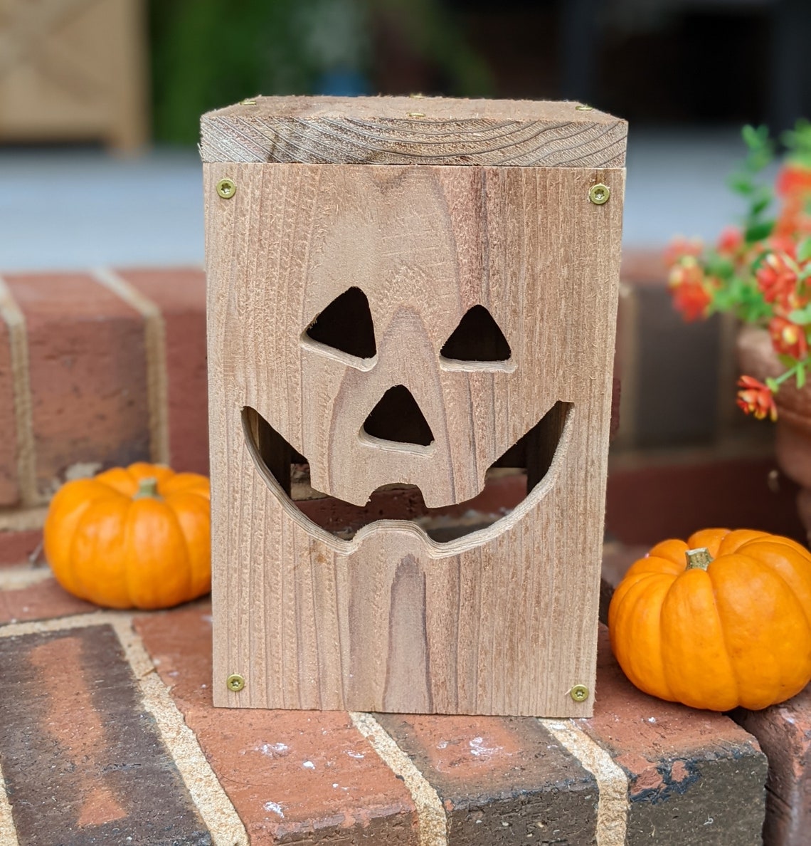 Wood Pumpkin Jack O Lanterns Halloween Indoor Outdoor Lanterns Decor ...