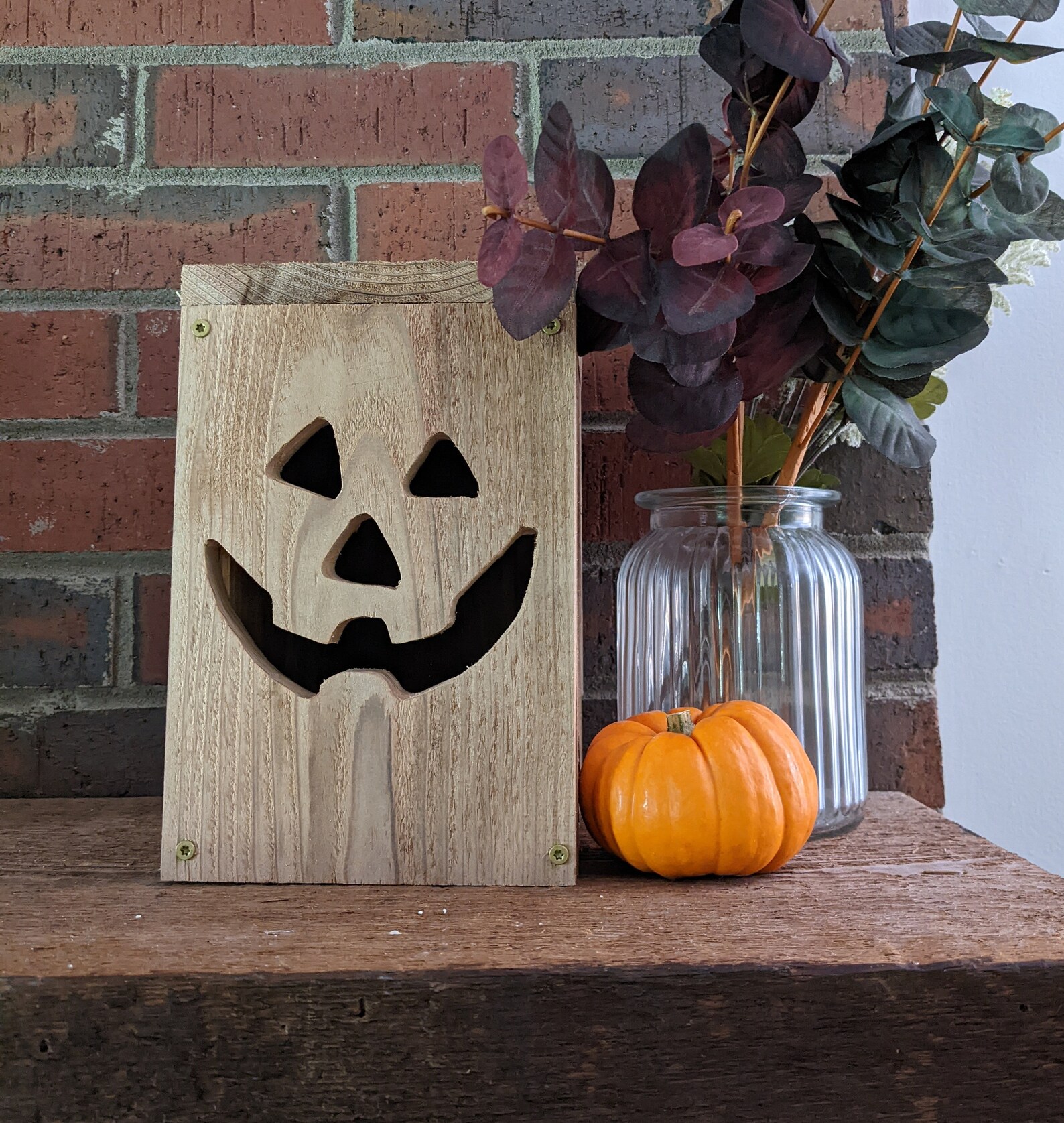 Wood Pumpkin Jack O Lanterns Halloween Indoor Outdoor Lanterns Decor ...
