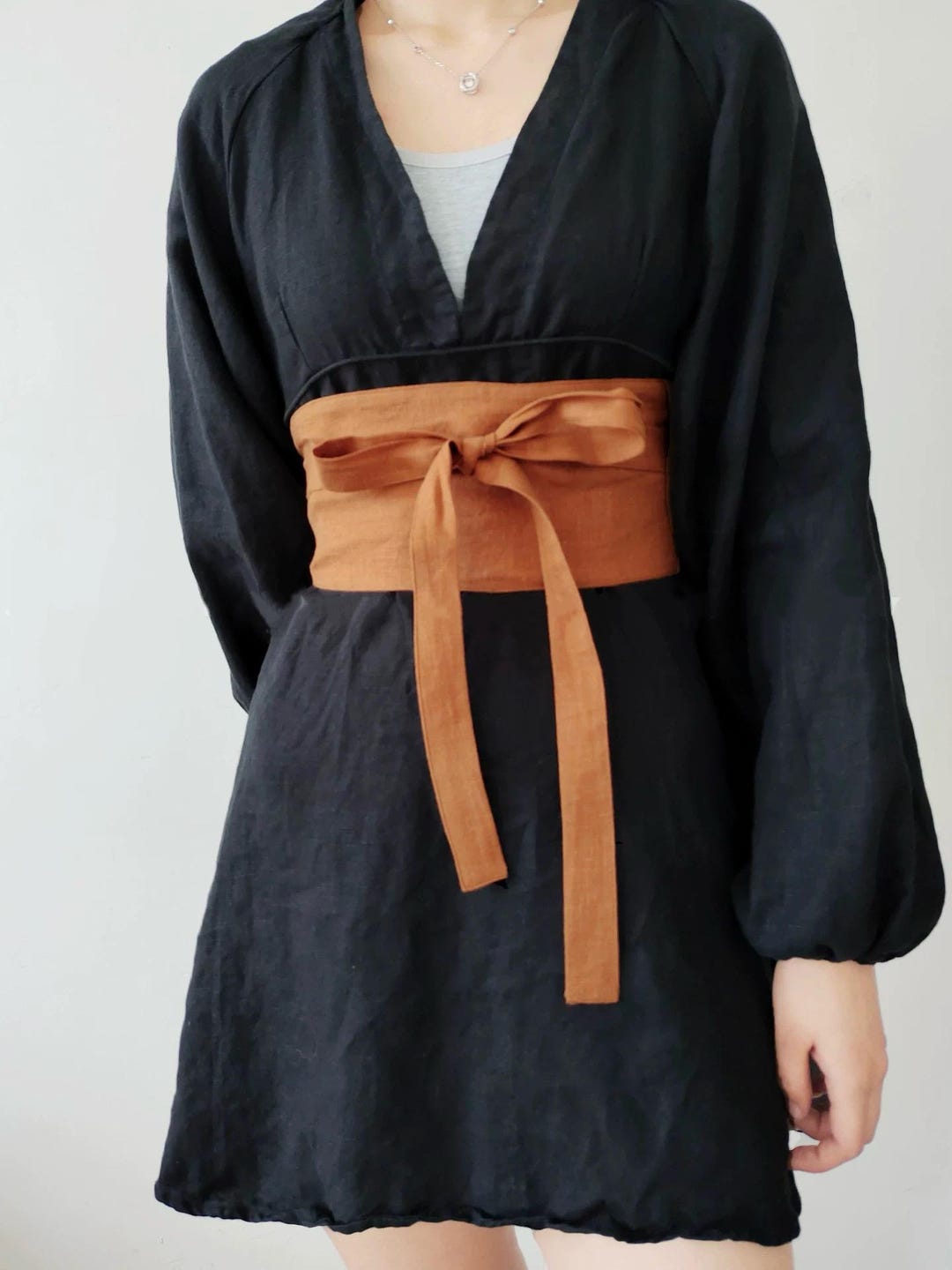Handmade Linen Obi Belt, Kimono Style Dress Tie, Fall Deco - Etsy