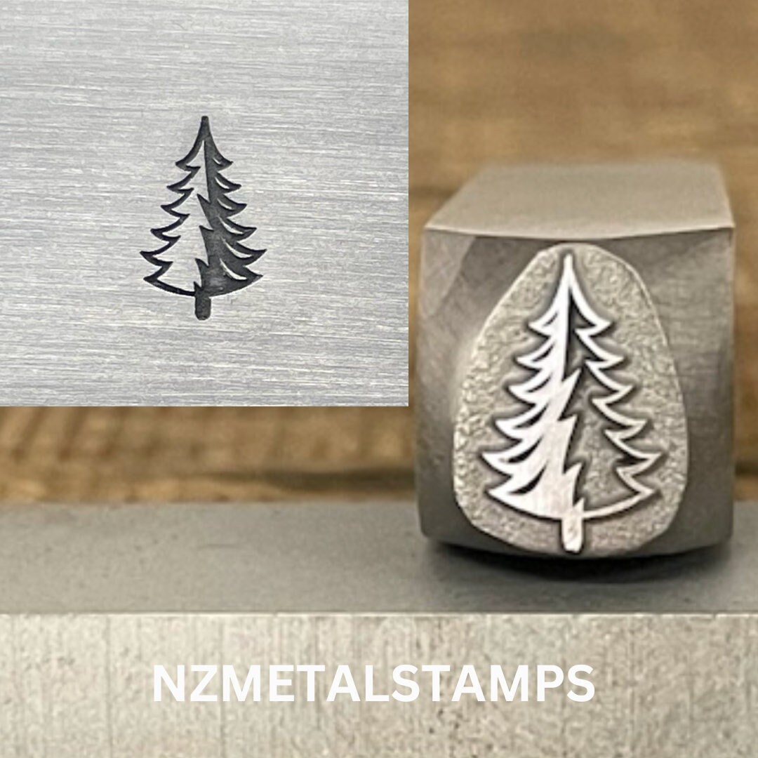 Tall Tree Metal Stamp, Pine Tree Steel Stamp, Snowy Tree Design Stamp ...