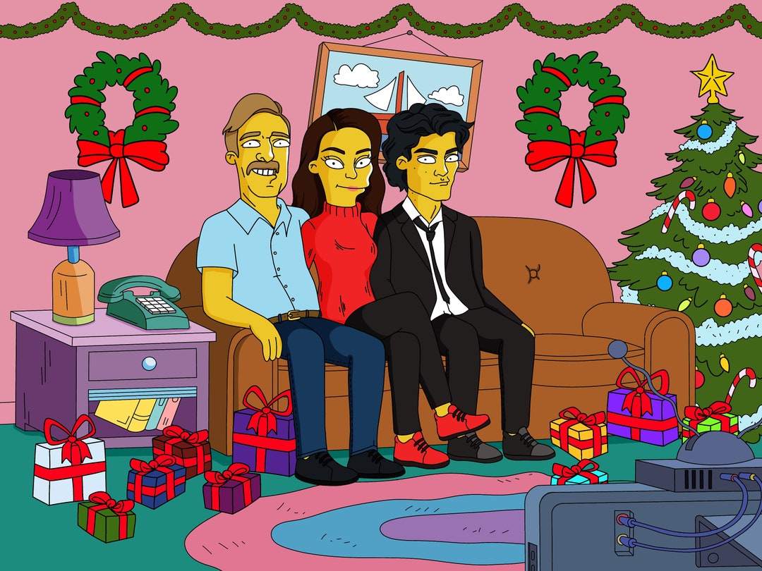 Custom Yellow Character FAMILY Portraits XMAS, Christmas Simpsons ...
