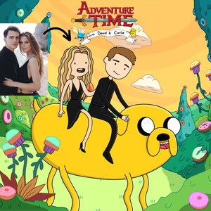 Custom Adventure Time Cartoon Portrait Illustration, Couple Family ...