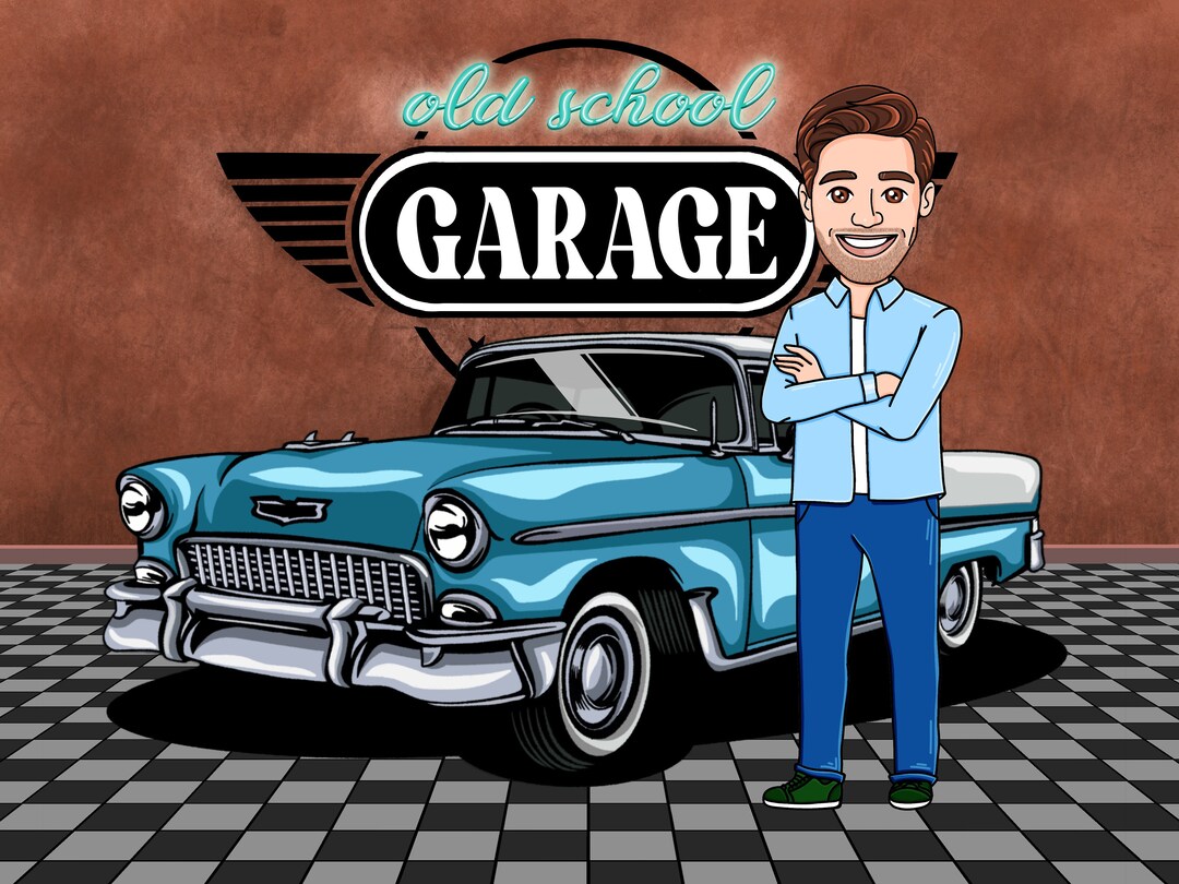 Custom Portrait With a Car, Customized Classic Car Portrait, Custom ...