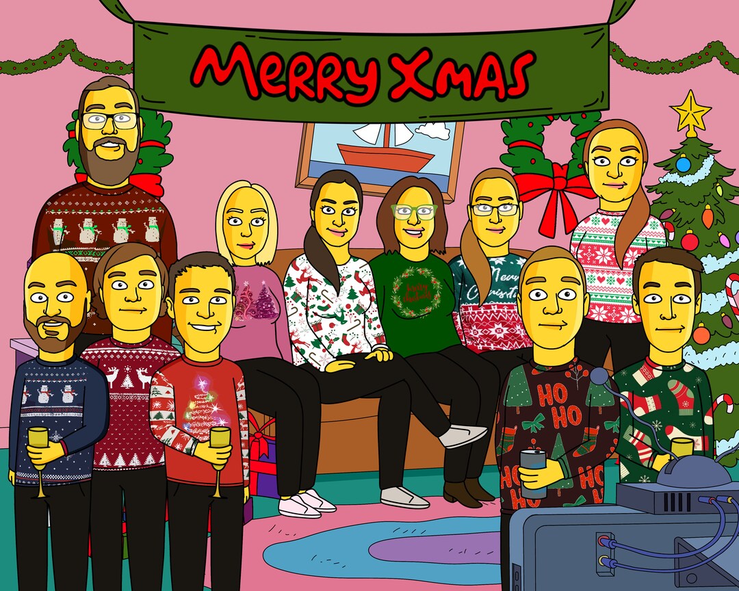 Custom Simpsons Christmas Card, Family Christmas Portrait, Funny Custom ...