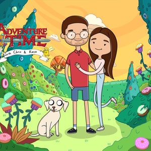 Custom Adventure Time Cartoon Portrait Illustration, Couple Family ...