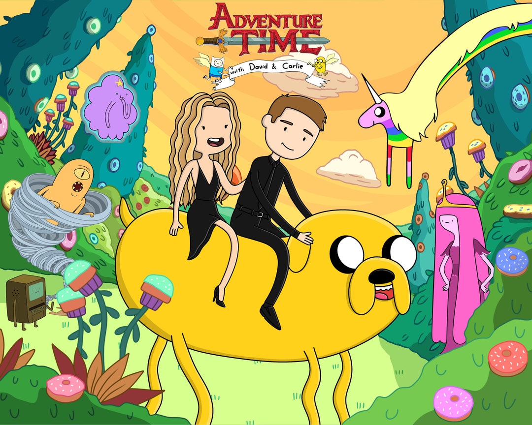 BIG SALE! Custom Adventure Time Cartoon Portrait Illustration, Couple ...