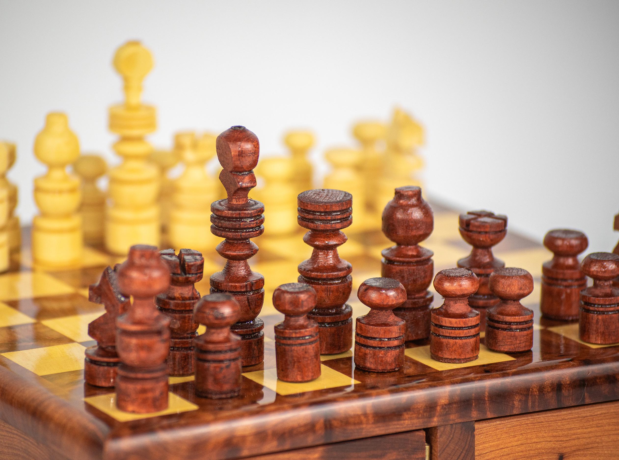 Large Handmade Thuya Wood Chess Board Set and Wooden Pieces,moroccan ...