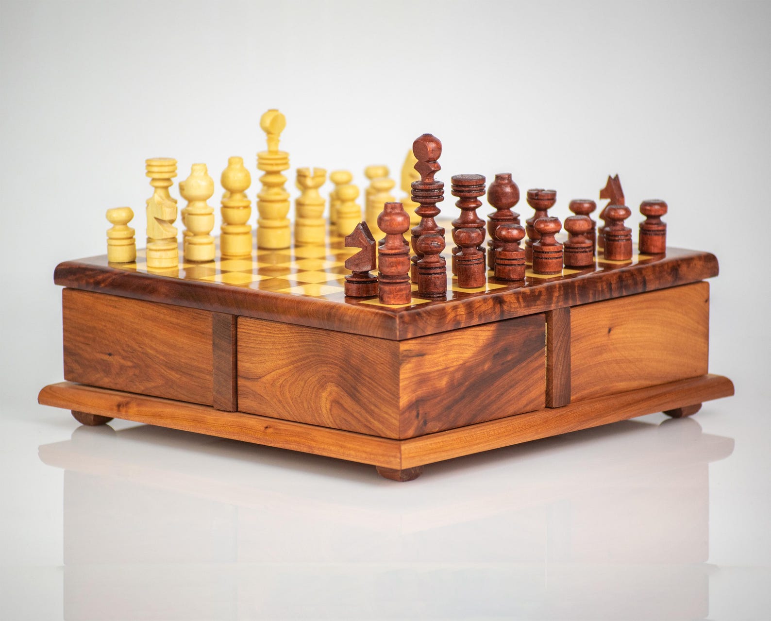 Large Handmade Thuya Wood Chess Board Set and Wooden Pieces,moroccan ...