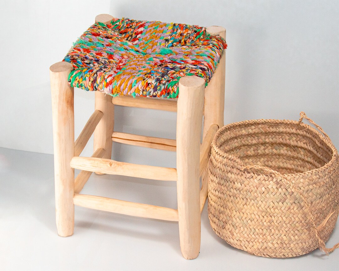 Handmade Moroccan Stool, Handcrafted Moroccan Colors, Ecofriendly ...