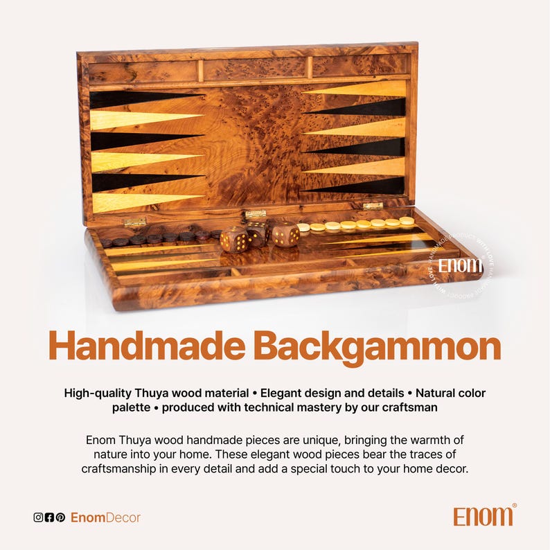 Custom Big Wooden Backgammon Set,hand Made From Natural Thuya Wood,portable Mahogany Backgammon ...