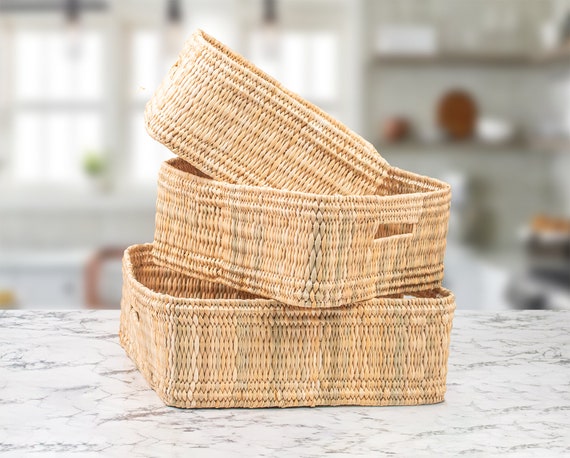 Stackable wicker baskets store