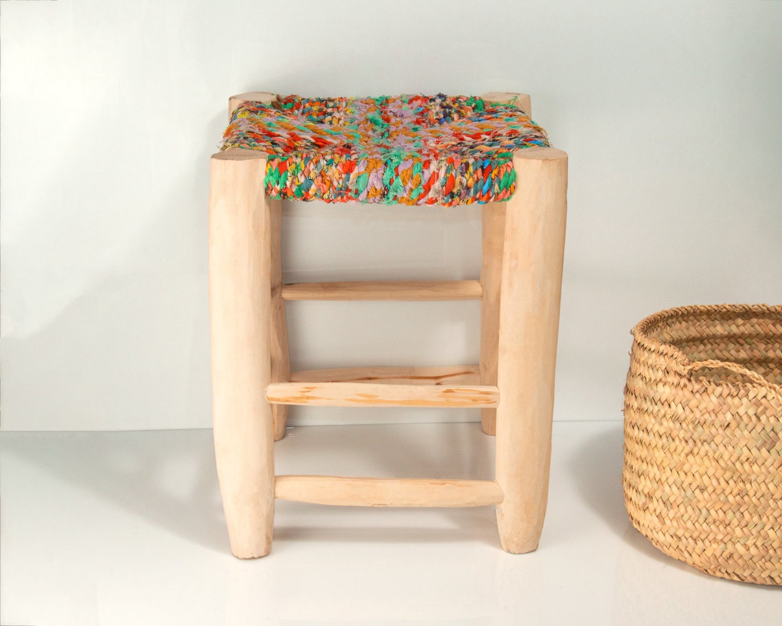 Handmade Moroccan Stool, Handcrafted Moroccan Colors, Ecofriendly ...
