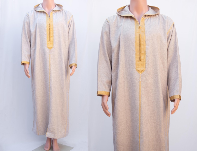 Moroccan Men's Winter Kaftan –handmade Wool Coat, Cozy Traditional Robe ...
