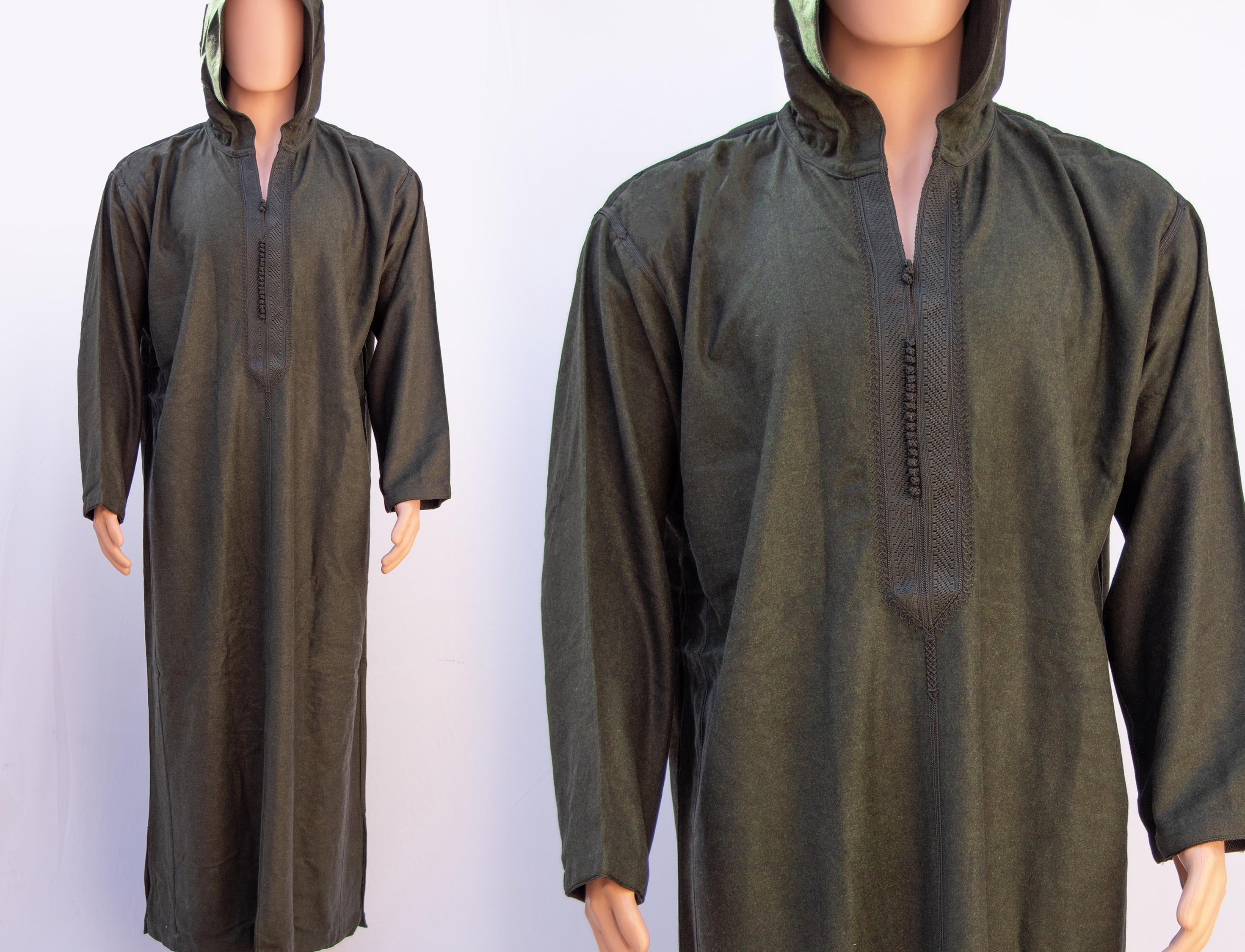Moroccan Men's Winter Kaftan –handmade Wool Coat, Cozy Traditional Robe ...
