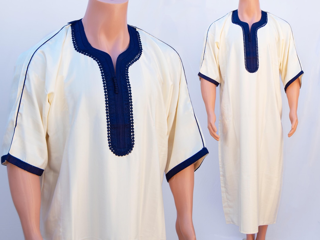Handmade Moroccan Djellaba for Men , Moroccan Kaftan Cotton , White ...