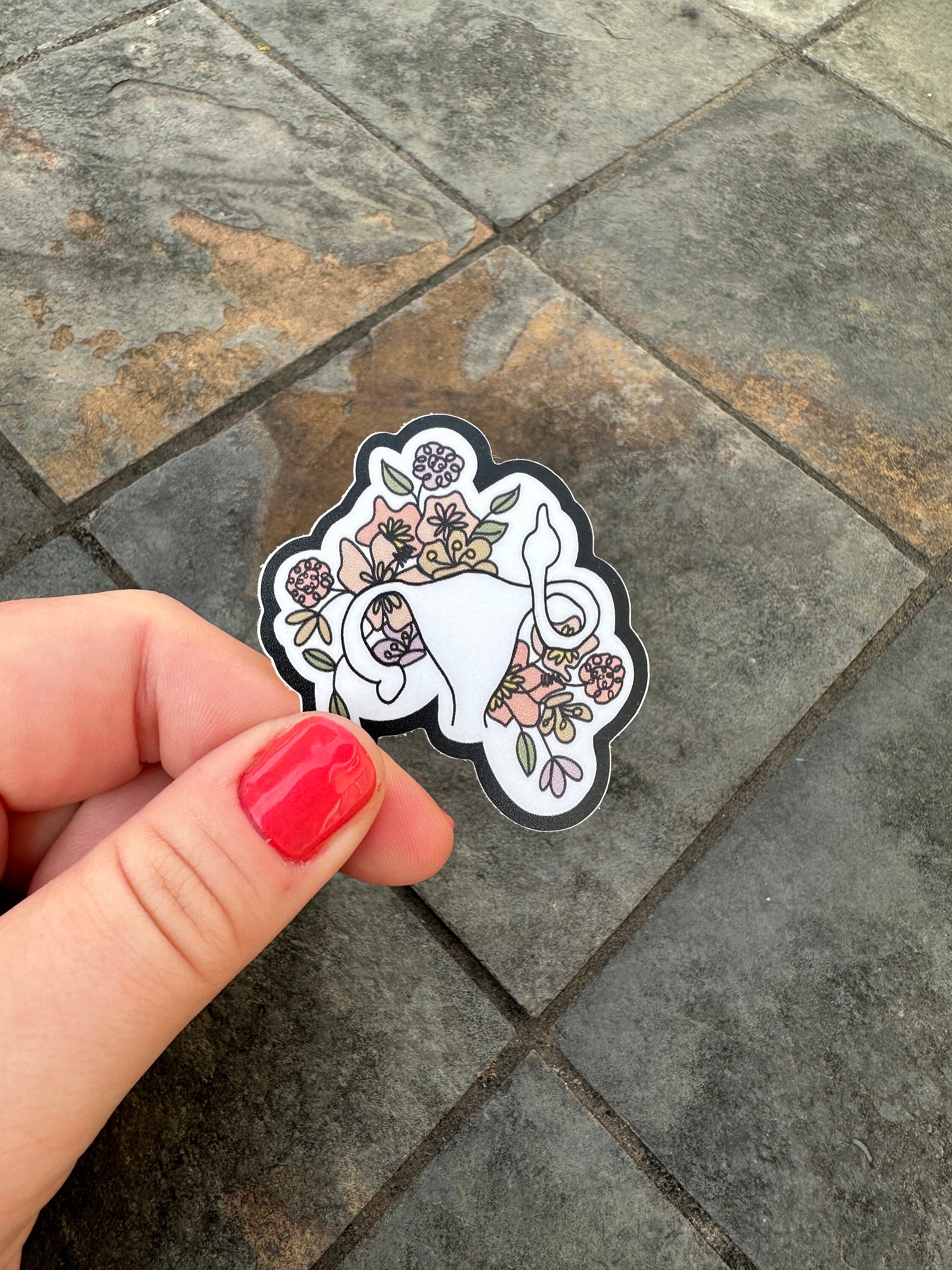 Uterus Sticker With Ovary Giving the Finger and Surrounded by Flowers 2 ...