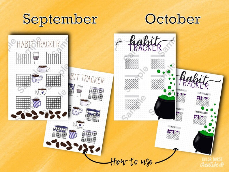 Habit Tracker Bundle - 12 Printable Monthly Habit Tackers - Full Year ...