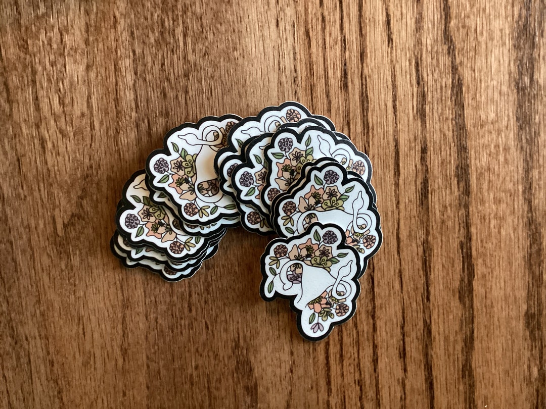 Uterus Sticker With Ovary Giving the Finger and Surrounded by Flowers ...