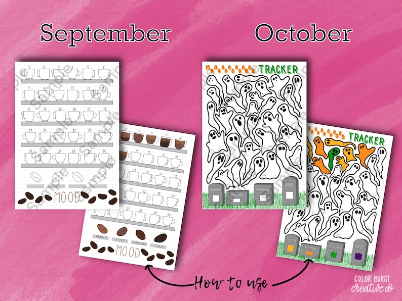 Mood Tracker Bundle - 12 Printable Monthly Mood Tackers - Full Year of ...