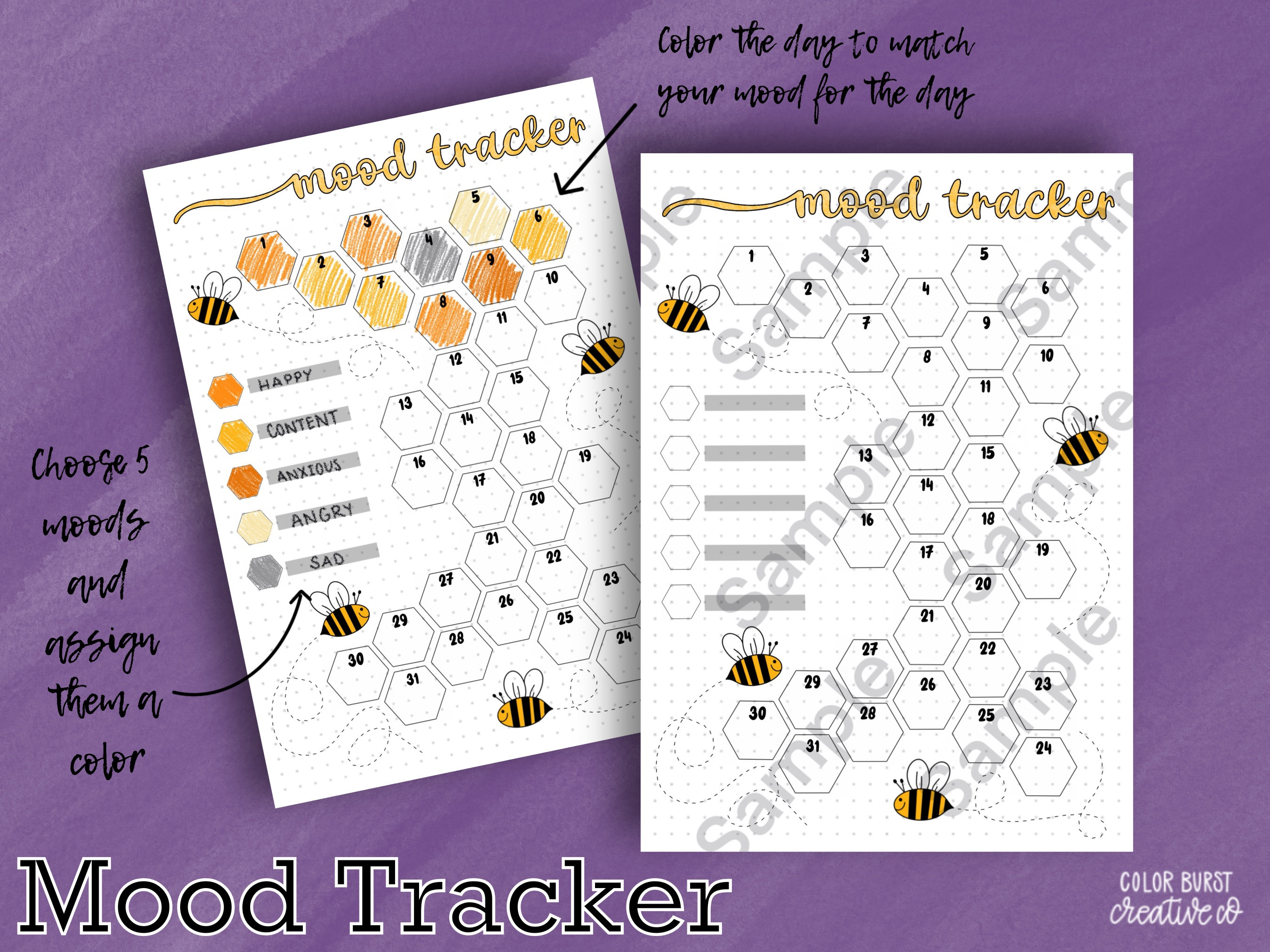 May Printable Journal Pages Bee Theme PDF Download Gratitude, Mood ...