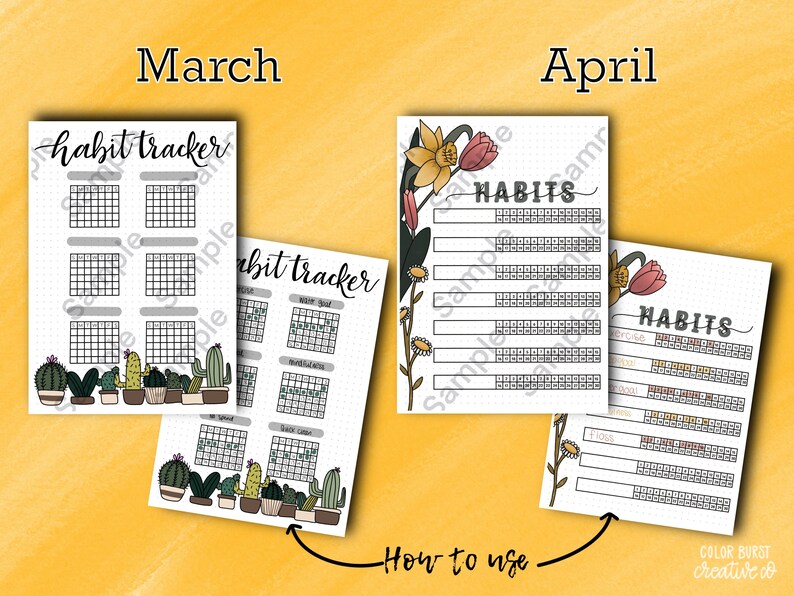 Habit Tracker Bundle - 12 Printable Monthly Habit Tackers - Full Year ...