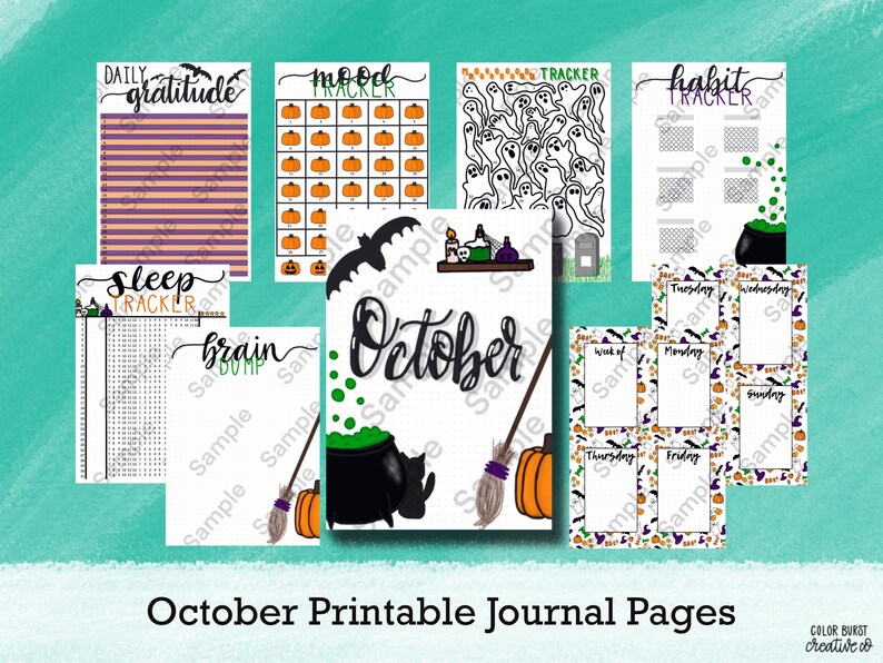 October Printable Journal Pages Halloween Theme Gratitude Log, Mood ...