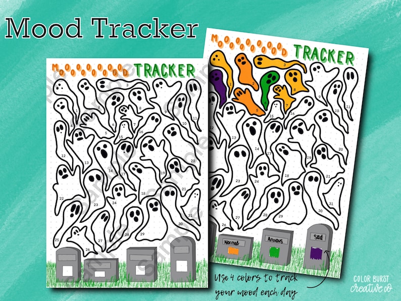 October Printable Journal Pages Halloween Theme Gratitude Log, Mood ...