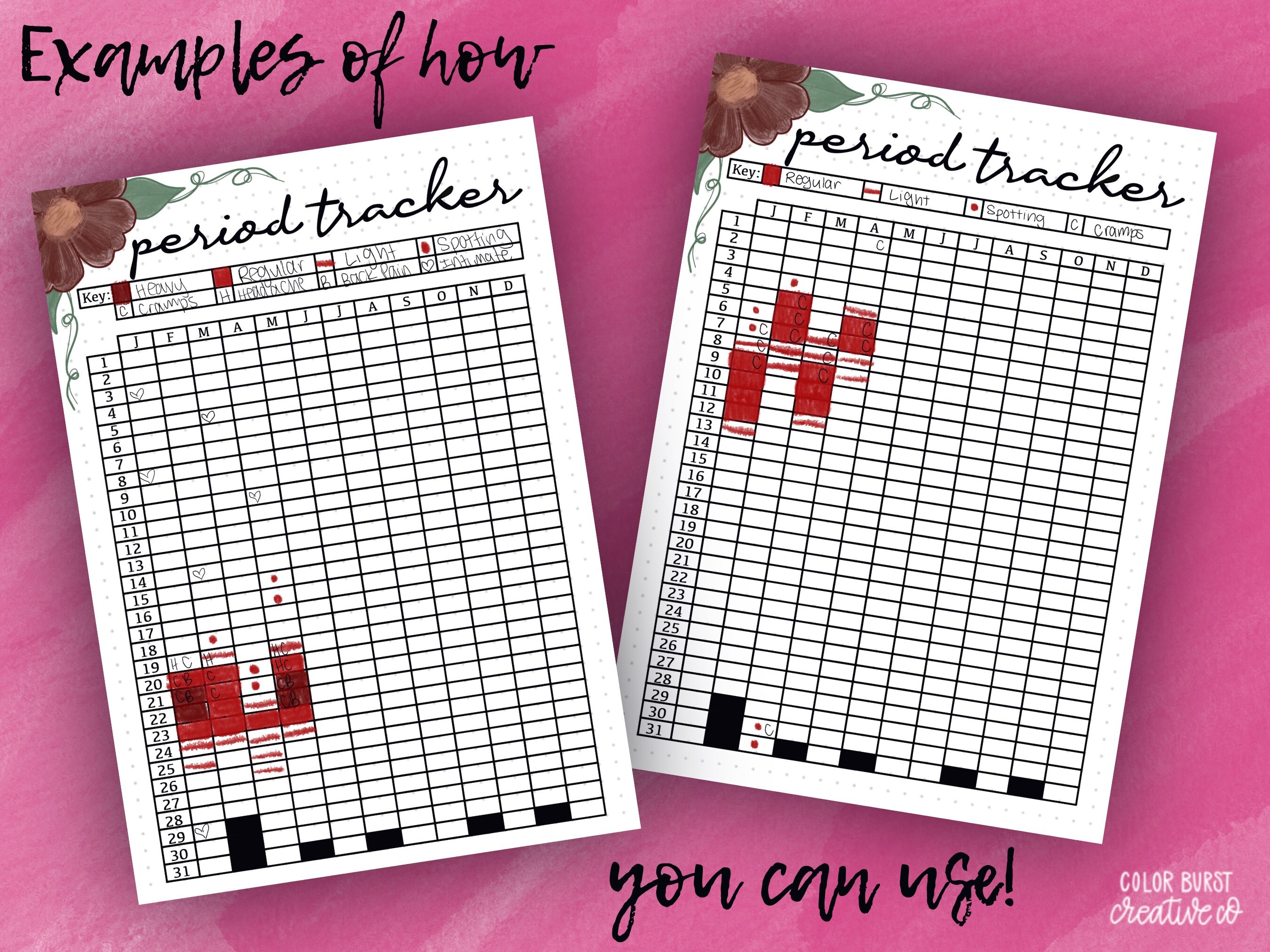 Period Tracker - Printable Journal Page - Dot Grid Journal - Track Your ...
