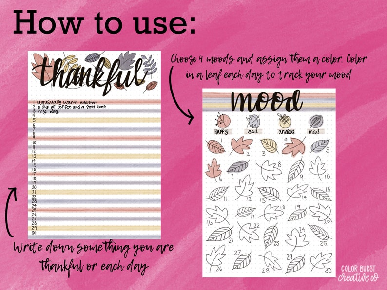 November Fall Leaves Printable Journal Pages Gratitude - Etsy