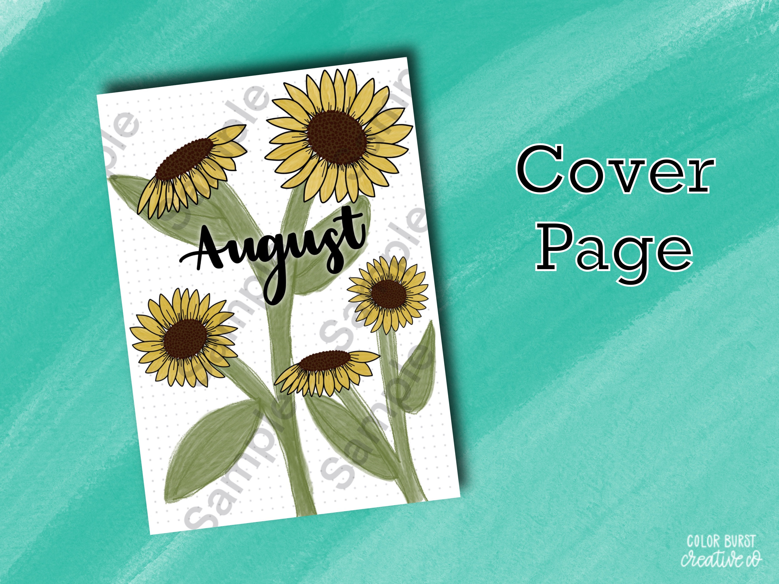 August Printable Journal Pages – Sunflower Theme, Habit & Mood Tracker ...
