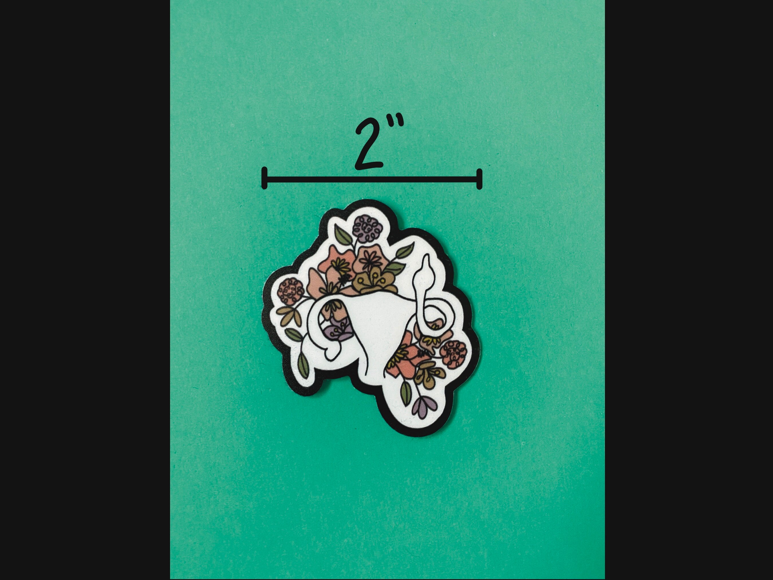 Uterus Sticker With Ovary Giving the Finger and Surrounded by Flowers ...