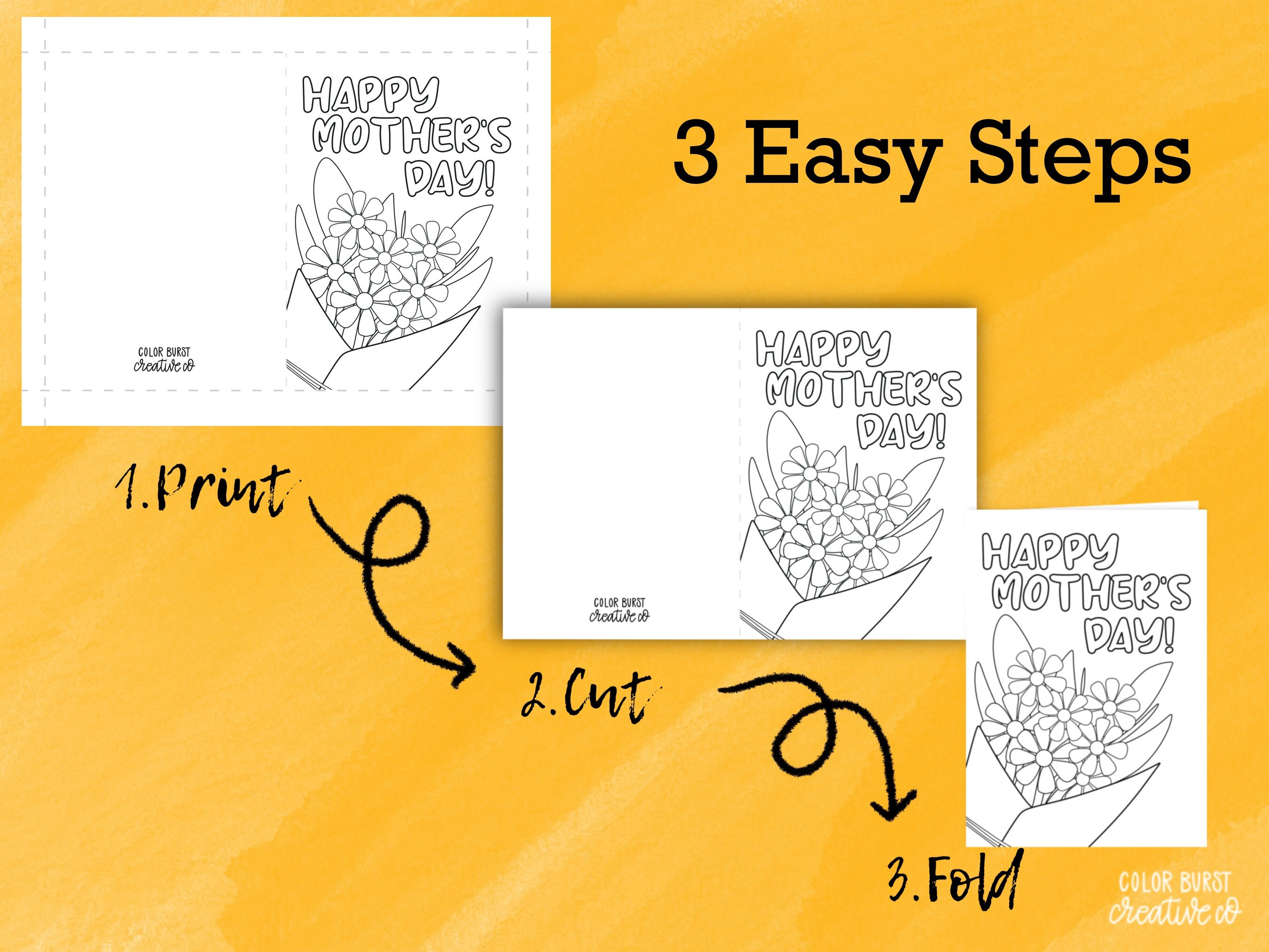 Mother's Day Coloring Card Bundle Four 5x7 Black & White Cards Digital ...