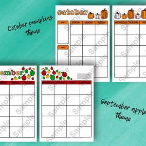 Monthly Calendar Pages - 12 Months With Seasonal Themes - Undated to ...