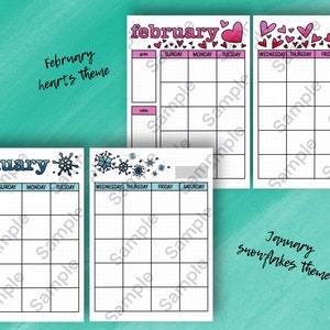 Monthly Calendar Pages - 12 Months With Seasonal Themes - Undated to ...