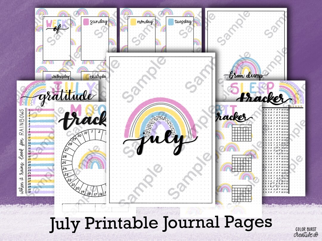July Printable Journal Pages - PDF Digital Download - Mood Tracker ...