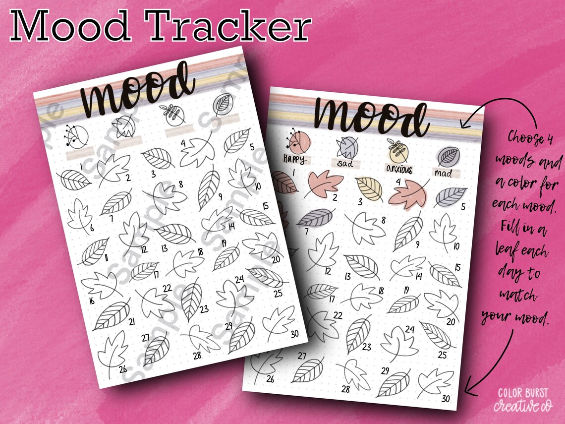 November Fall Leaves Printable Journal Pages Gratitude, Thankful, Mood ...