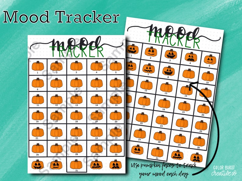 October Printable Journal Pages Halloween Theme Gratitude Log, Mood ...