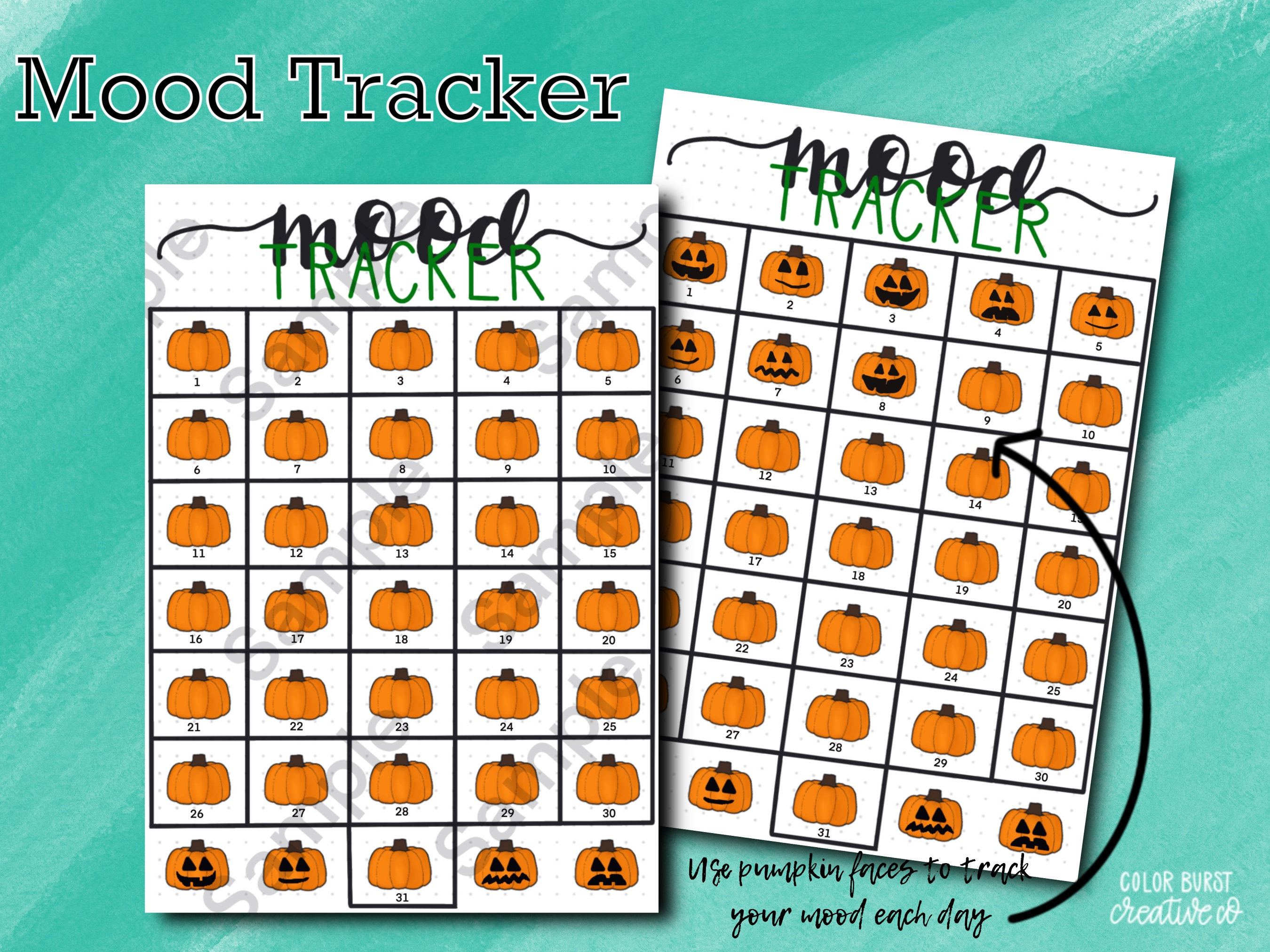 October Printable Journal Pages Halloween Theme Gratitude Log, Mood ...