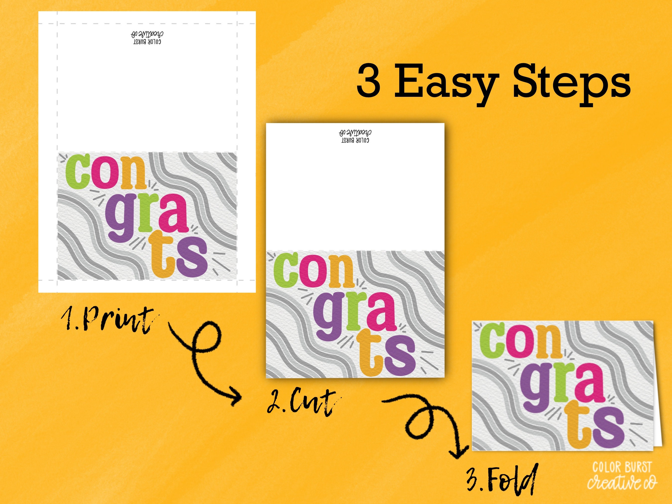 Fun Congrats Card Bundle! - Four 5"x7" Congratulations Cards - Digital ...