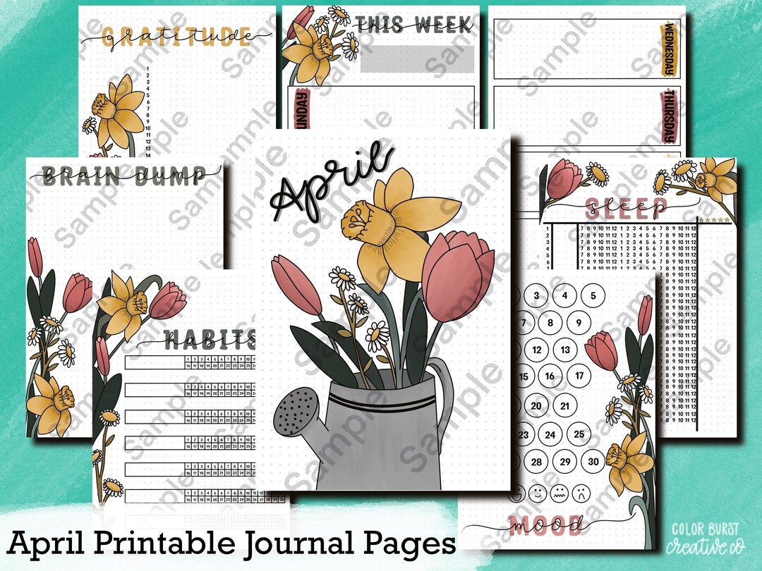 April Printable Journal Pages Monthly Journal PDF Download - Etsy
