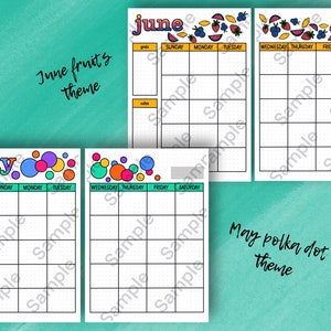 Monthly Calendar Pages - 12 Months With Seasonal Themes - Undated to ...