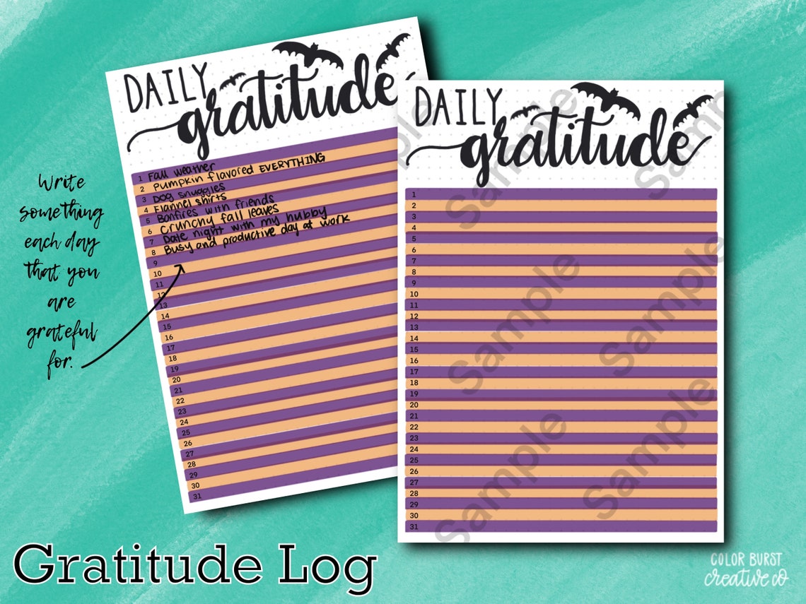 October Printable Journal Pages Halloween Theme Gratitude Log, Mood ...