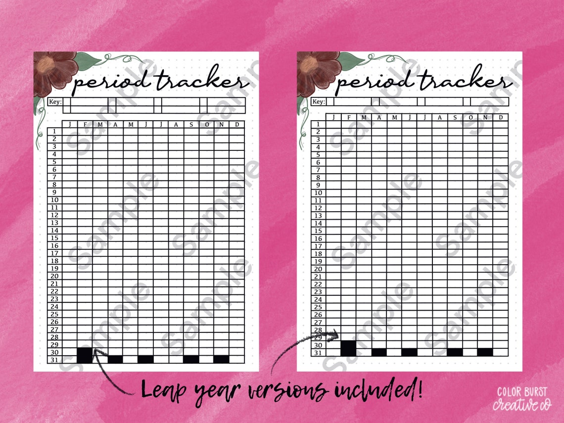 Period Tracker - Printable Journal Page - Dot Grid Journal - Track Your ...