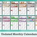 Monthly Calendar Pages - 12 Months With Seasonal Themes - Undated to ...