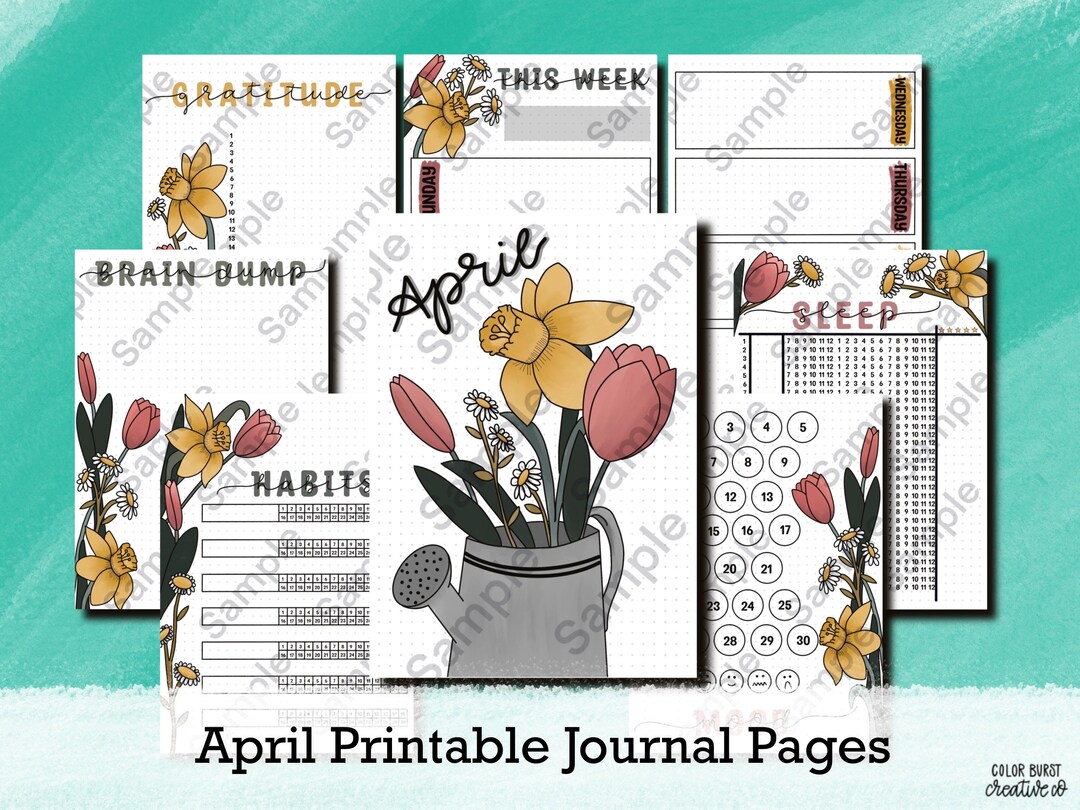 April Printable Journal Pages - Monthly Journal - PDF Download ...