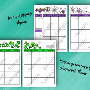 Monthly Calendar Pages - 12 Months With Seasonal Themes - Undated to ...