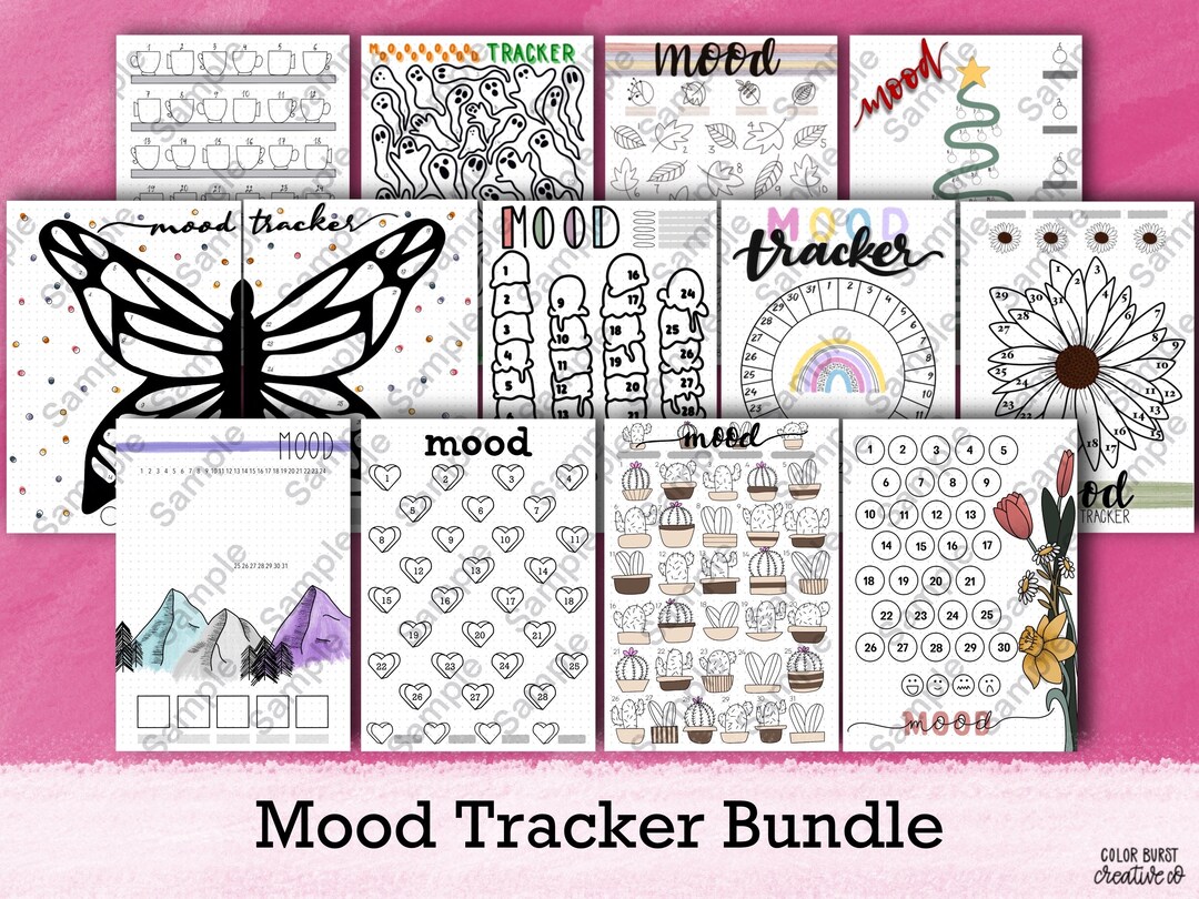 Mood Tracker Bundle - 12 Printable Monthly Mood Tackers - Full Year of ...
